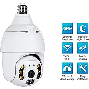 Temgofeau Light Bulb Camera Security Wireless, 2K 4.0MP PTZ Home Camera, Motion Auto Tracking, 360 Degree WiFi Smart Surveillance Cam with Motion Detection Alarm Night Vision(No Micro SD Card)