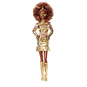 Barbie Collector Star Wars C-3PO x Barbie Doll (~12-inch) in Gold Fashion and Accessories, with Doll Stand and Certificate of Authenticity
