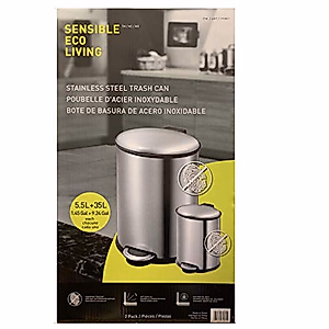 Sensible Eco-Living Trash Can Stainless Steel 2Pk