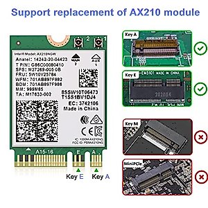 AX210 Card WiFi for Laptop,Wireless Module for Laptop Desktop with Bluetooth 5.2,Wi-Fi 6E AX210NGW 802.11ax Internal Wireless Network Card M.2/ NGFF for Laptop and PC Support Windows 10 11 64bit