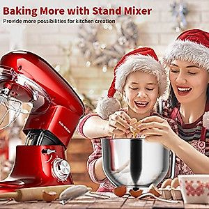 SASA ROCOO Stand Mixer, 7.5QT 660W 6+P Speed Tilt-Head Food Mixer, Kitchen Electric Mixer with Stainless Steel Bowl,Whisk,Dough Hook and Beater (black)
