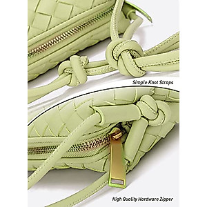 LOVEINT Small Crossbody Shoulder Bags for Women，Hand Woven Leather Clutch Purses Tote Bag Wallet Sling Bag Handbags (Lime color)