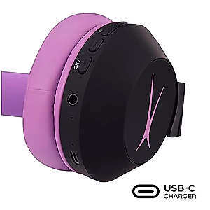 Altec Lansing Kid Safe Noise Cancelling Wireless Headphones 15H Battery, 85dB Volume Limit, Foldable Design Powerful Sound, Active Noise Cancellation Perfect for Kids Ages 7+ (Blackout Purple)