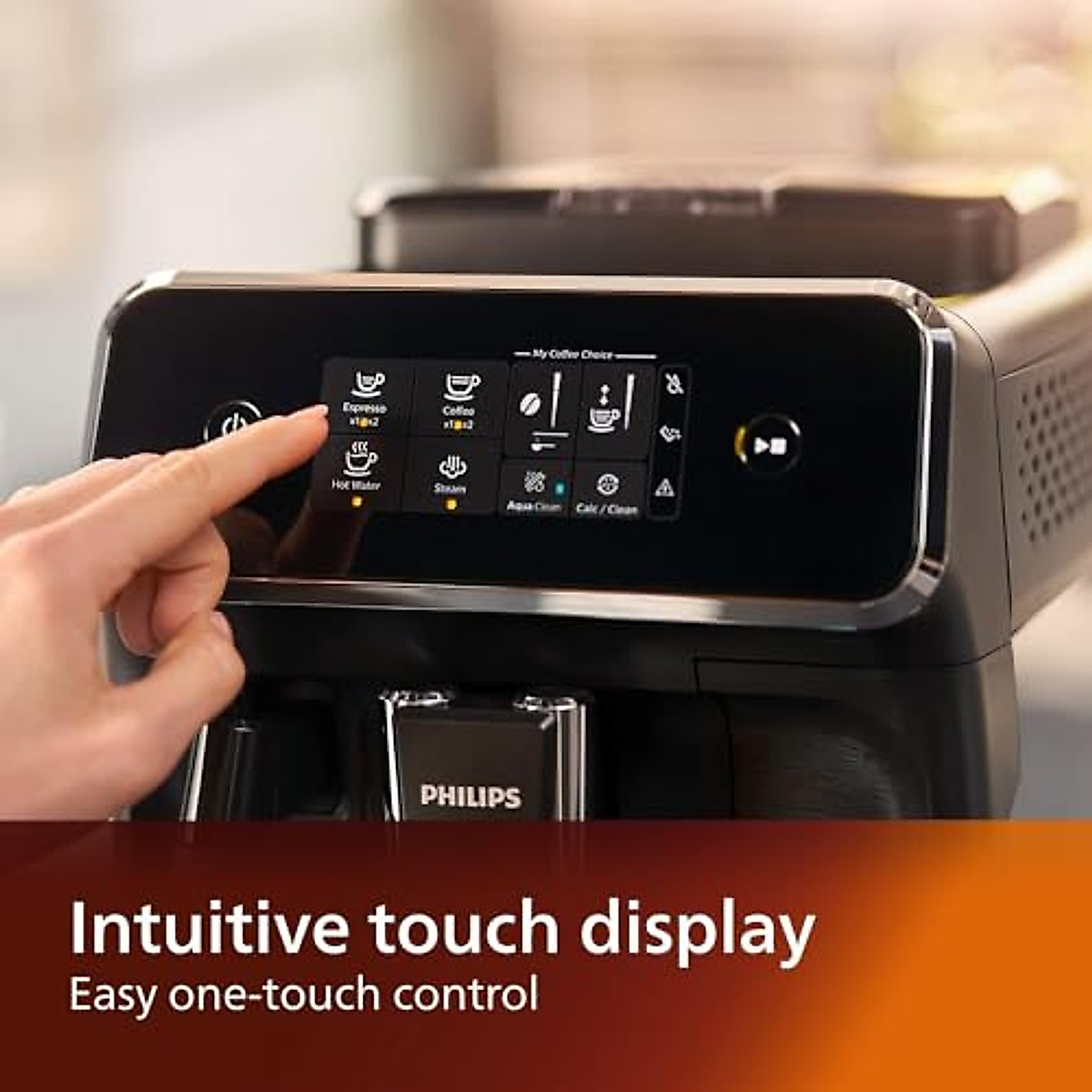 Philips 2200 Series Fully Automatic Espresso Machine, LatteGo Milk Frother, 3 Coffee Varieties, Intuitive Touch Display, 100% Ceramic Grinder, AquaClean Filter, Aroma Seal, Black (EP2230/14)