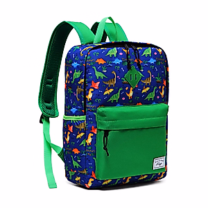 Kasqo Kids Backpack, Lightweight Water Resistant Preschool Rucksack for Little Boys and Girls with Water Bottle Pockets (Green)