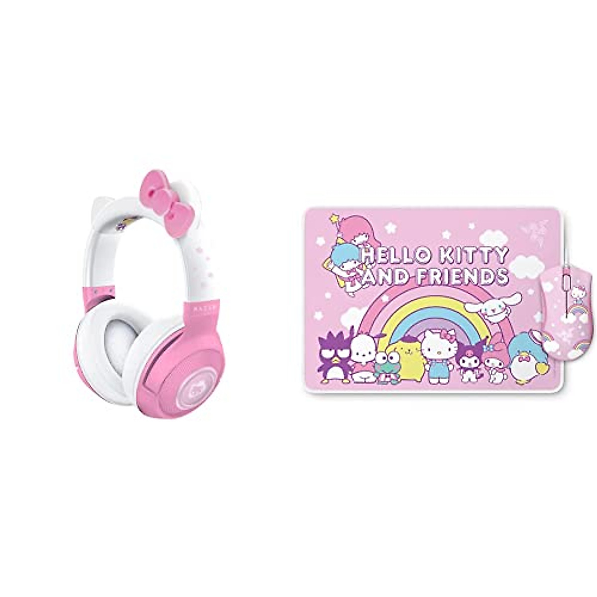 Razer Kraken BT Headset: Bluetooth 5.0-40ms Low Latency Connection & Friends Edition & DeathAdder Essential + Goliathus Medium Bundle: 6400 DPI Optical Sensor - 5 Programmable Buttons