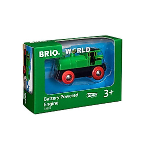 BRIO World 33595 Engine Train - Battery Powered Wooden Toy for Kids | Forward & Reverse Movement | Illuminating Headlights | Ideal for Toddlers 3 Years & Up
