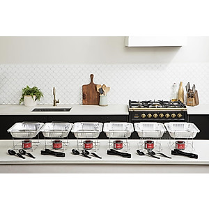 Alpha Living 6 Pack - Disposable Chafing Dish Buffet Set, Welded Body Food Warmers for Parties, 6hr Fuel Cans Complete Set, Half Size Pans, Warming Trays