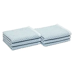 Amazon Basics Odor Resistant Textured Hand Towel, 16 x 26 Inches - 6-Pack, Light Blue