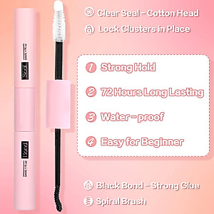 Lash Extension Kit Bond and Seal 200pcs DIY Lash Clusters Kit 8-16MM CD Curl Eyelash Extension Kit Wispy Individual Lashes Kit Eyelash Clusters by Ruairie