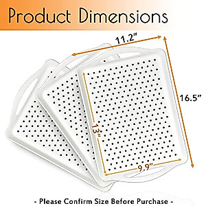 Non-Slip Serving Trays, 3 Pack Large Food Serve Tray with Handle, 16.5 x 11.2 x 1.6 in Trays for Dinner, Drinks, Snacks (White)