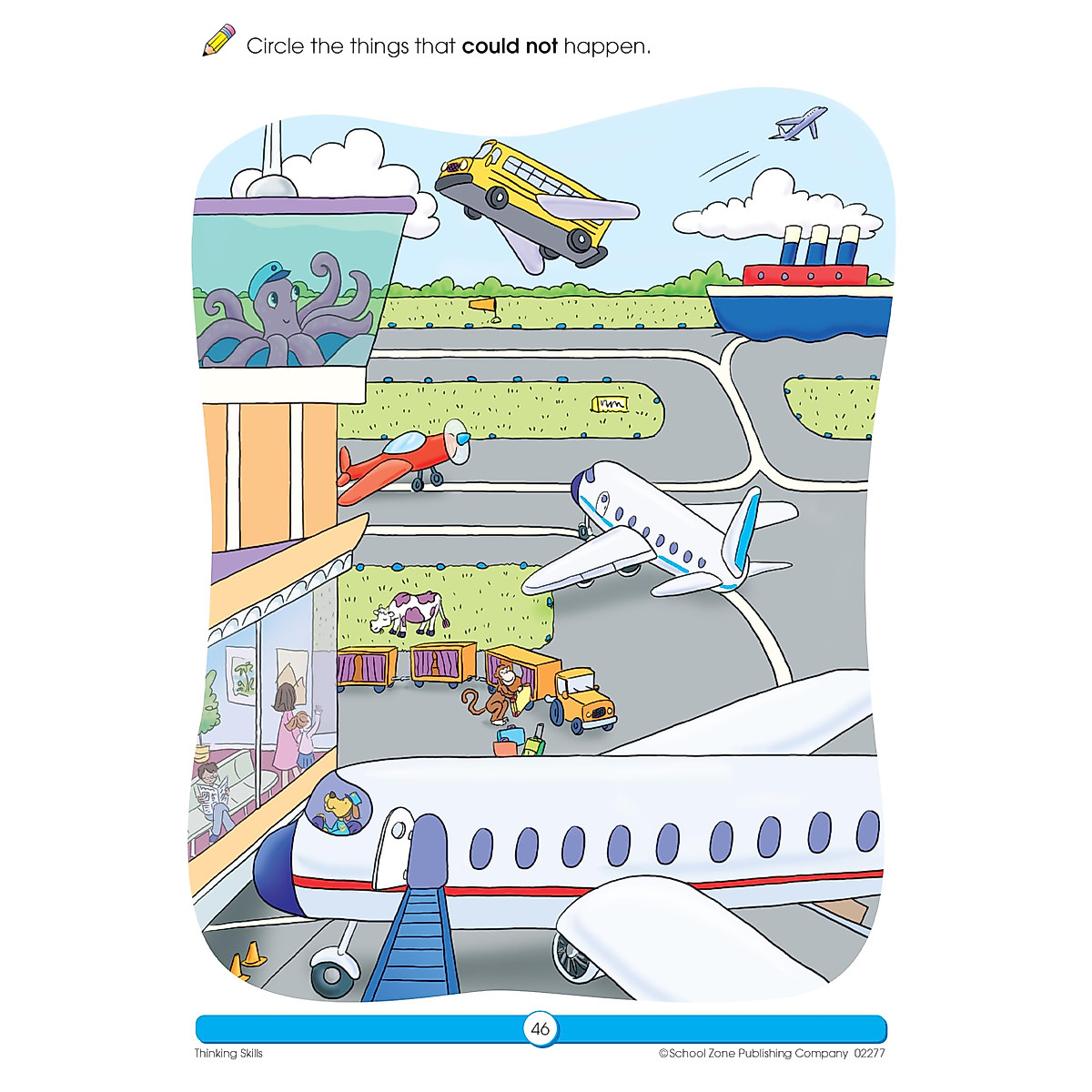 School Zone - Thinking Skills Workbook - 64 Pages, Ages 3 to 5, Preschool to Kindergarten, Problem-Solving, Logic & Reasoning Puzzles, and More (School Zone Get Ready!™ Book Series)