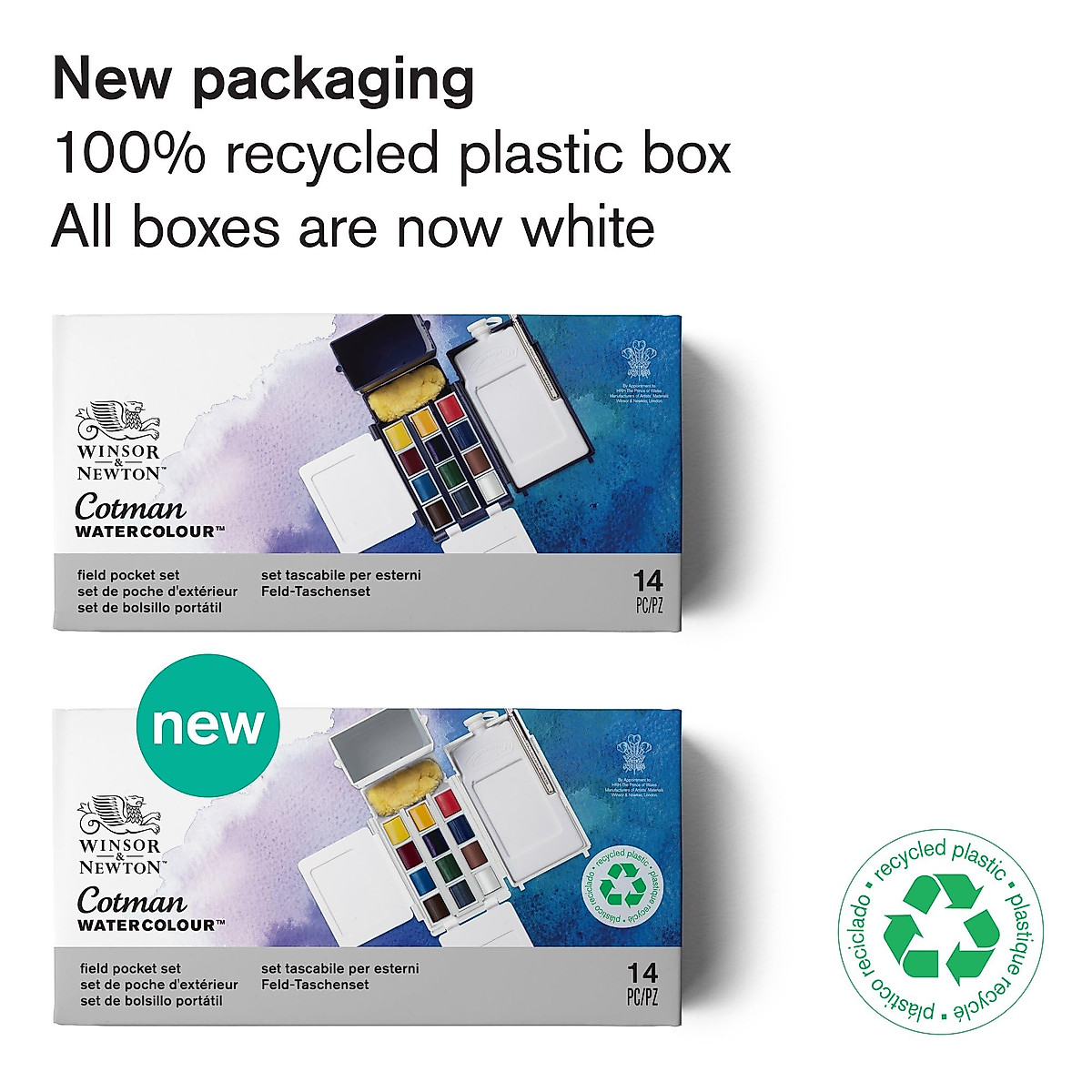 Winsor & Newton 390639 Cotman Water Colour Paint Field Box Set, Set of 12, Half Pans