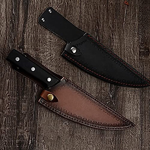 MiOYOOW Leather Knife Sheath, 8" Knife Head Sheath Kitchen Knife Protective Scabbard with Belt Loop for Camping BBQ Hunting