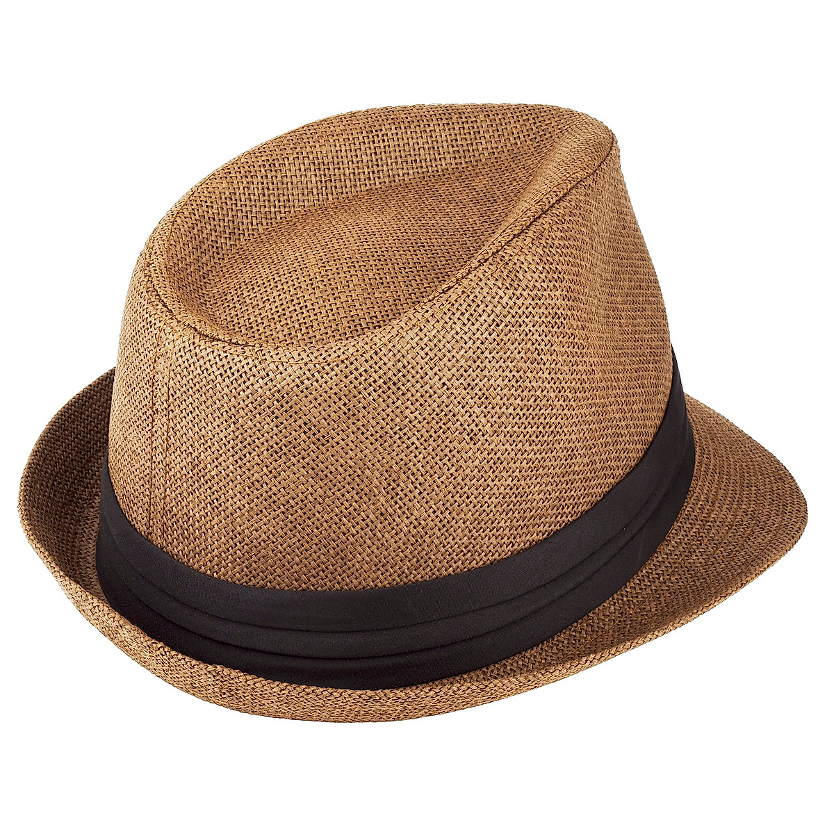 Gelante Summer Fedora Panama Straw Hats with Black Band M215-Tan-L/XL