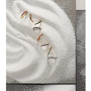 M.DUN - Hoop Earrings For Women 925 Stering Silver Post 18K Gold Plated CZ Micro Pave Dainty Round Chunky Silver Gold Multicolors Cubic Zirconia (hoop_black_S)