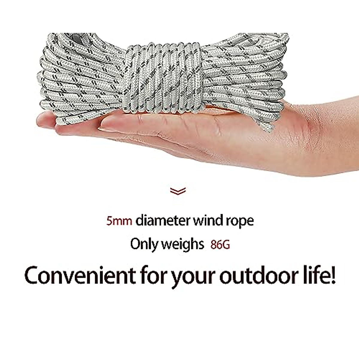 HZCrisp Patio Umbrella Replacement Parts 0.2" Diameter Reflective Nylon Cord 33ft for Cantilever Outdoor Umbrellas