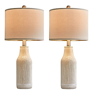 USumkky 23.75 inches Modern Ceramic Table Lamp Set of 2 for Living Room, Farmhouse Bedside Nightstand Lamp for Bedroom Home Office Dorm