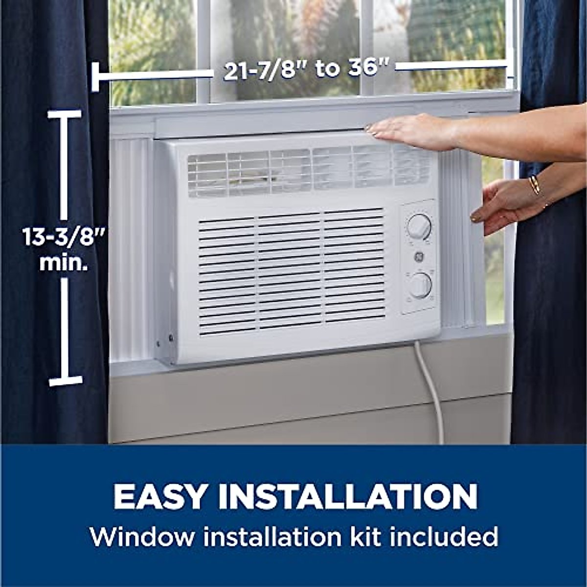 GE Window Air Conditioner 5000 BTU, Efficient Cooling For Smaller Areas Like Bedrooms And Guest Rooms, 5K BTU Window AC Unit With Easy Install Kit, White