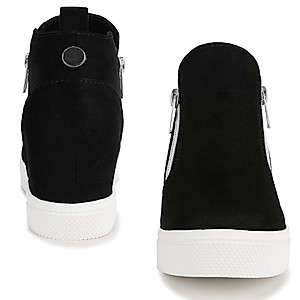 CCVON Girls Wedge Sneakers Kids Boots High Top Platform Shoes Littile Kids/Big Kids Color Black Size 2