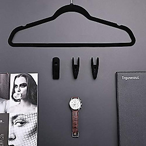 Trgowaul Velvet Hangers Clips, Pants Hangers Velvet Clips, Strong Finger Clips Perfect for Thin Velvet Hangers (60pc, Black)
