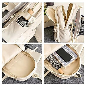 MININAI Y2k Backpack with Kawaii Pendant Aesthetic Star Backpack Cute Preppy Laptop Book Bag Back to College Supplie (Caramel,One Size)