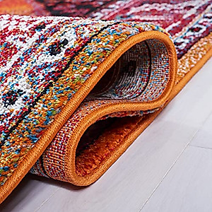 SAFAVIEH Vintage Hamadan Collection Area Rug - 9' x 12', Red & Blue, Traditional Oriental Medallion Design, Non-Shedding & Easy Care, Ideal for High Traffic Areas in Living Room, Bedroom (VTH262Q)