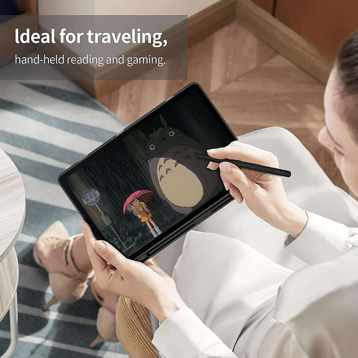 ProtUTab Case for Samsung Tab S9 11 Inch 2023 with S Pen Holder, Auto Wake/Sleep Trifold Stand Case for Samsung Galaxy Tab S9, Slim Multi-Angle Viewing Protective Case, Grey