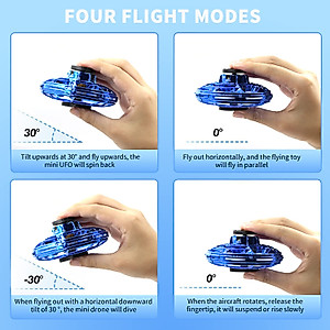 OBEST Flying Spinner UFO Mini Drone, Fidget Flying Spinner Hand Operated Drones Indoor Outdoor Cool Stuff, Mini Drones Toys Birthday Gifts for Kids Ages 8+