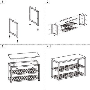 AZL1 Life Concept Shoe Bench, 3-Tier Shoe Rack, Placement Shelves with Seat for Entryway, Living Room and Hallway