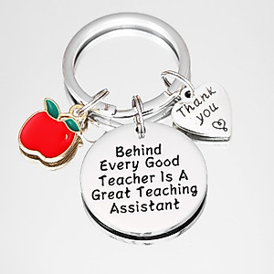 Kivosliviz Teacher Assistant Gifts Keychain for Women Men Merch Teaching Assistant Appreciation Key Chain Keyring Jewelry Great Best Teacher Aide Teacher Assistant Keychain