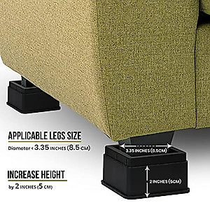 Utopia Bedding Bed Risers 2 Inch - Pack of 8 - Furniture Risers with Anti Slip Foam & Rubber Pad - Stackable Bed Lifts Risers Heavy Duty for Sofa, Bed, Table, Couch & Chair (Black)