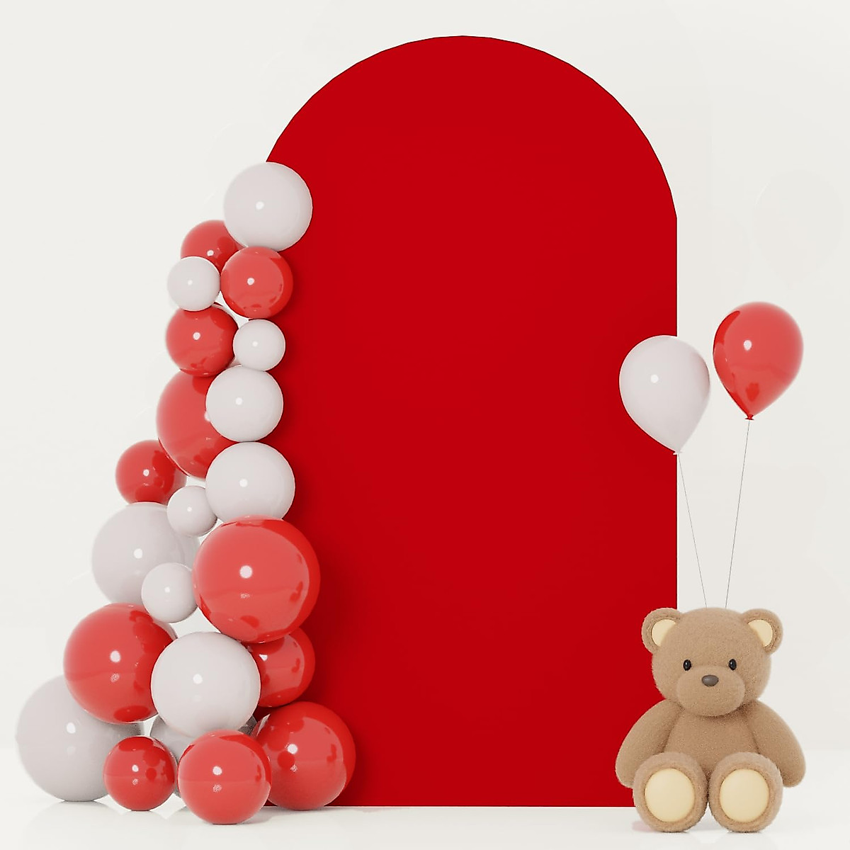 Red Arch Cover Spandex Circle Arched Cover 7.2FT for Round Top Arch Covers Backdrop Fabric for Event Banquet Wedding Balloon Arch Cover Unique Arch Backdrop for Bridal Baby Shower Party Decorations