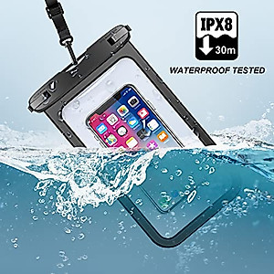 Extra Large Waterproof Phone Pouch, IPX8 Universal Water Proof Phone Case, Cell Phone Dry Bag for iPhone Samsung Galaxy, Up to 10.5" with Full Perspective On Both Side (2 Pcs)