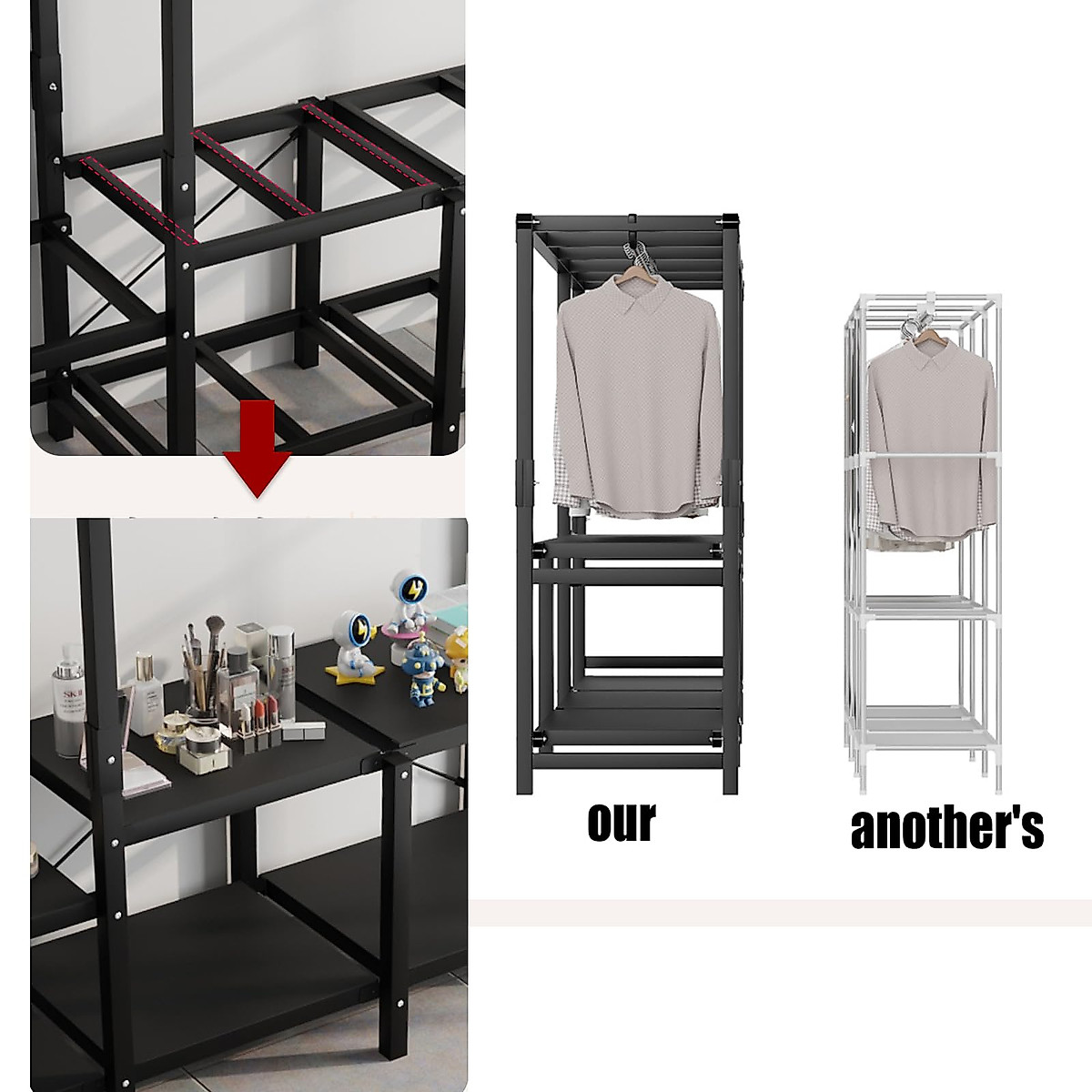 YETINGSHOP Heavy Duty Free Standing Closet Organizer, Extra Large Closet Organizer, Freestanding Closet Organizer with Shelves