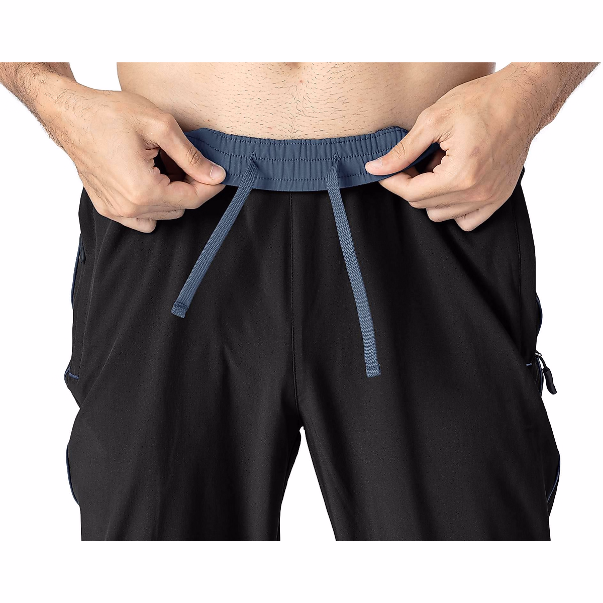 Rdruko Men's Sweat Pants Lightweight Workout Gym Jogging Track Athletic Pants Zipper Pockets Black Gray X-Large