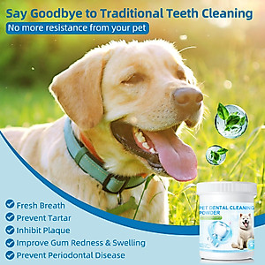 Himnum Dog Teeth Cleaning Powder,Dental Powder for Dogs Teeth Plaque and Tartar,Dog Oral Cleaning Powder with Probiotics,Fresh Breath,80g