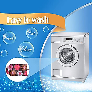 Elephant-package 6 Pcs Foldable Shopping Bags with Hook- Washable- Reusable Grocery Bags with Pouch Tote Bags (Cute Flower Design)