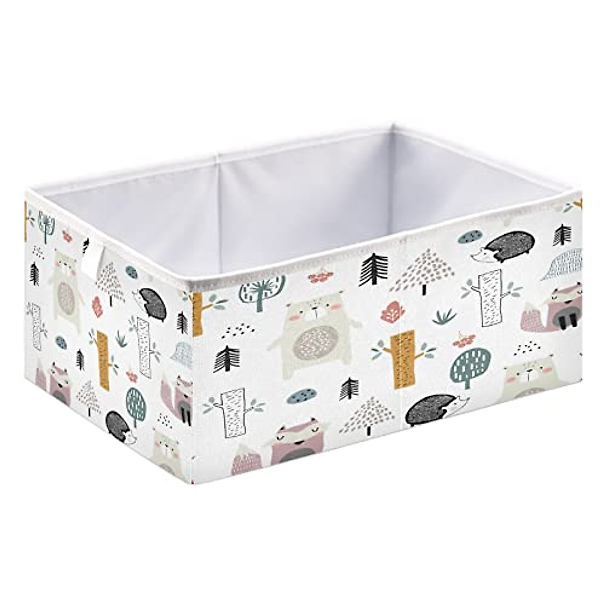 Kigai Cute Bear Fox Hedgehog Cube Storage Bins - 11x11x11 In Large Foldable Storage Basket Fabric Storage Baskes Organizer for Toys, Books, Shelves, Closet, Home Decor