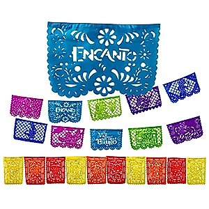 50 Ft Papel Picado Mexicano para Fiesta with Encanto Movie Scenes (12.5 FT x 4) Set of 4 Papel Picado Paper Mexican Party Banners, Encanto Birthday Party Supplies & Cinco de Mayo Decorations
