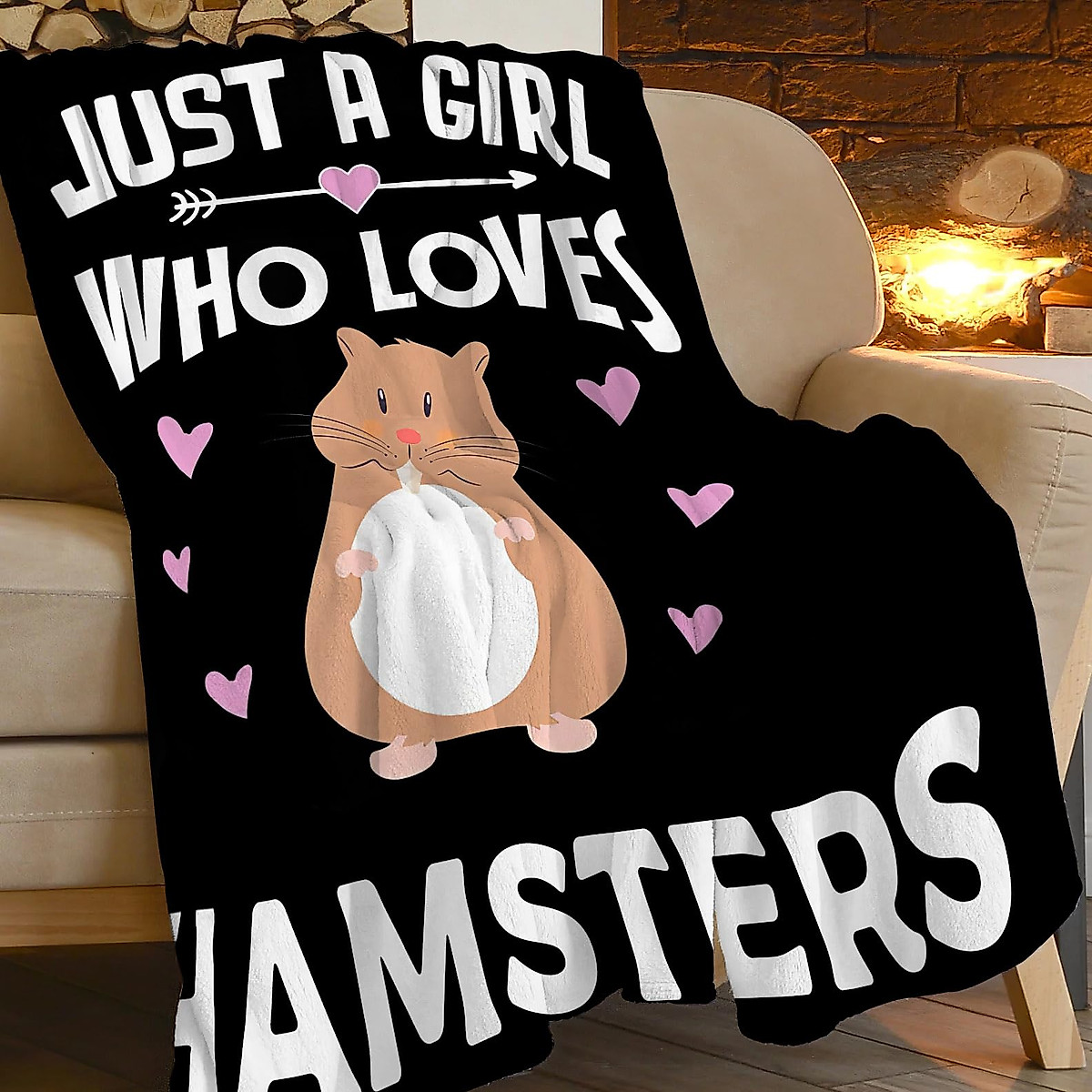 Hamster Blanket Super Soft Warm Fluffy Flannel Just A Girl Who Loves Hamsters Throw Blanket Cozy Fuzzy Plush Bedding Blanket Gift for Boys Girls Kids Teens Adults Couch Sofa 50"x40"
