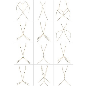 Vegolita 12Pcs Body Chains for Women Beach Bikini Waist Belly Chain Jewelry Necklace Gold tone