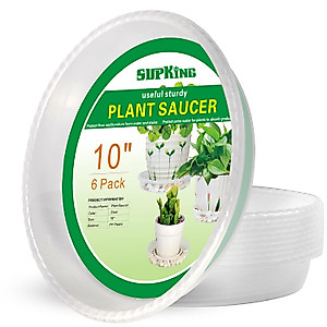 SupKing 6 Pack Plant Saucers Drip Tray,6 8 10 12 14 Inch Heavy Sturdy Plastic Flower Pot Saucers for Indoor,Clear Plastic Planter Water Tray for pots Base (10'')