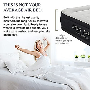 King Koil Luxury Twin Size Air Mattress with Built-in High Speed Pump for Camping, Home & Guests - Air Mattresses Twin Size Airbed Luxury Inflatable Blow Up Mattress Waterproof