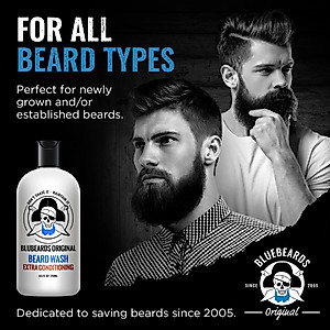 Bluebeards Original Unscented Beard Wash for Men, 8.5 oz. - Natural Beard Wash and Beard Moisturizer, with Aloe & Vitamin E - Deeply Cleans, Softens, and Conditions Your Beard and Skin - Made in USA