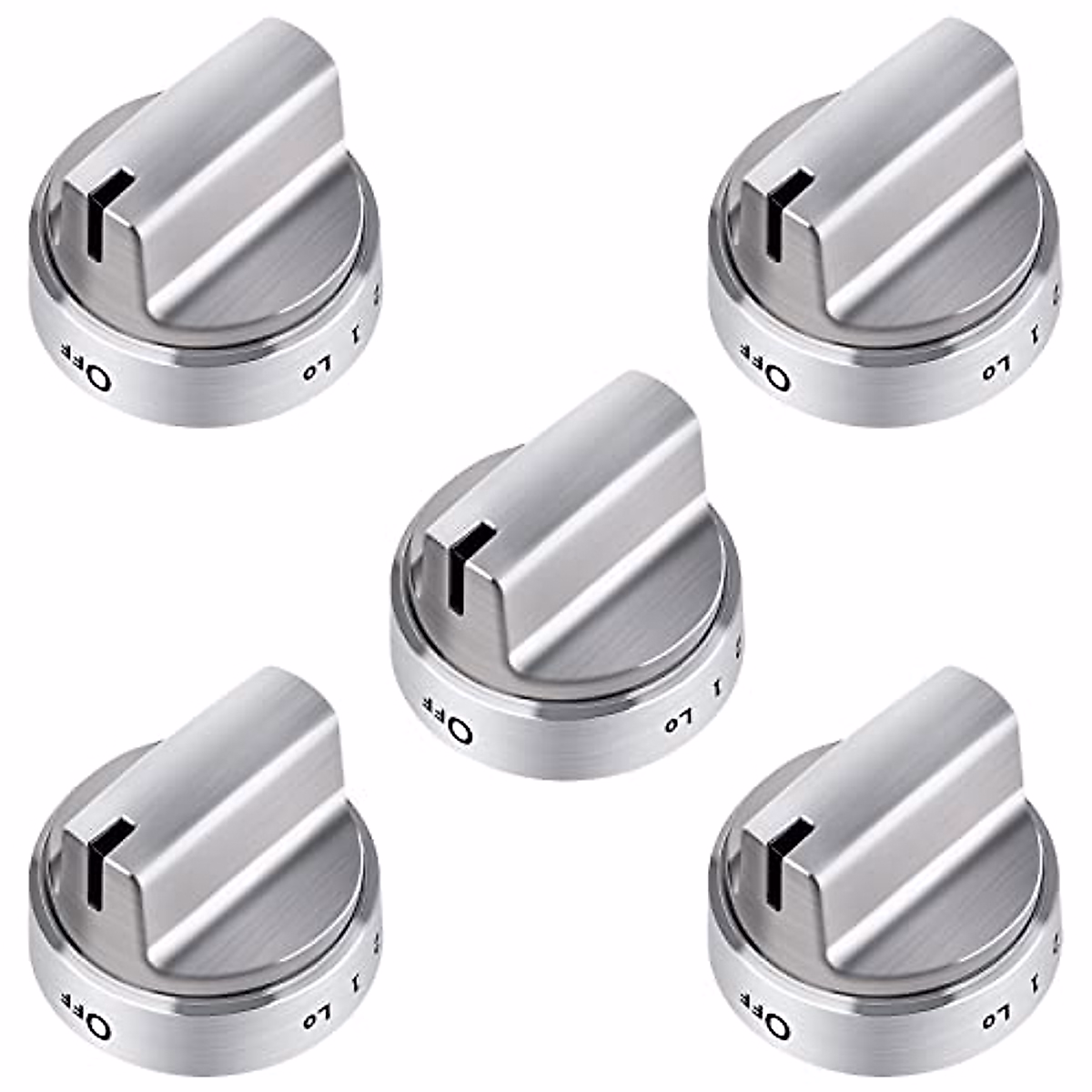 WB03X24818 Gas Stove Knobs Stainless Steel Look Plastic Range Burner Control Knobs, Compatible for GE Range Gas Stove Knob, Replacements PS11729081(5packs)