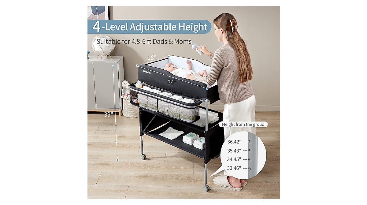 Portable Baby Changing Table - Foldable & Height-Adjustable by Sweeby