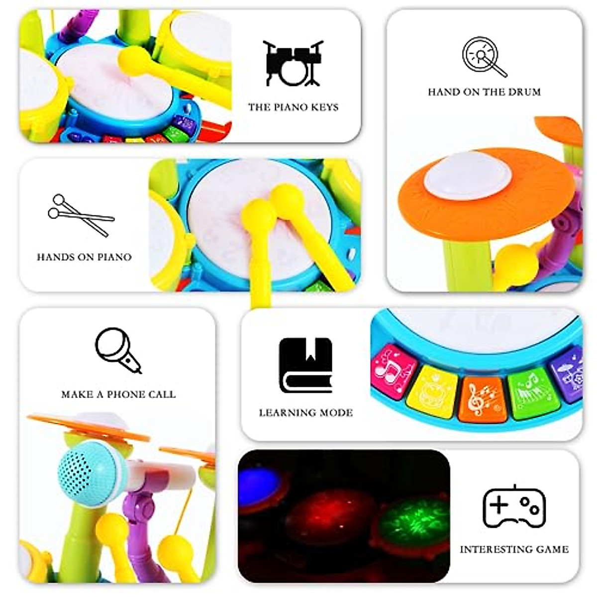 Drum Set for Toddlers 1-3, Baby Drum Set with Microphone, Kids Drum Sets for 2-5, Toddler Drum Set Toys for 1 2 3 Year Old Boy Birthday Christmas for Babies Boy Girl 6 12 18 Month