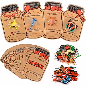 Valentines Day Cards for Kids - 36 Pack Love Bug Valentine Day Gifts for Kids & 12 Different Toy Bugs - Kids Valentines Day Cards Greeting Cards for Kids Classroom School Gifts Exchange Party Favors