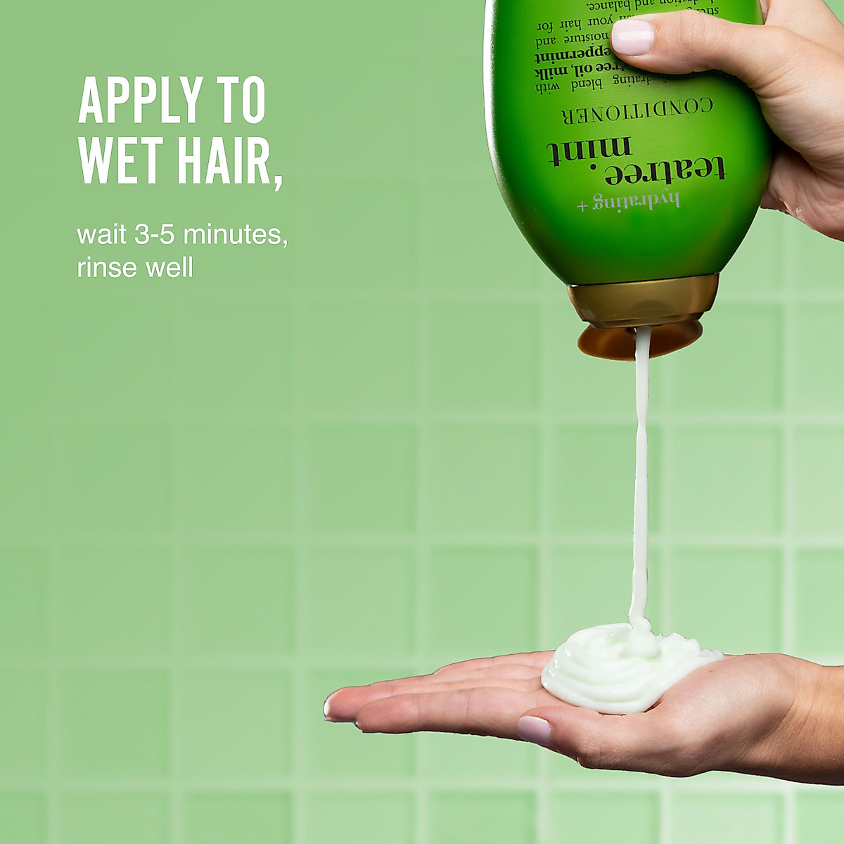 OGX Hydrating + Tea Tree Mint Conditioner, Nourishing & Invigorating Scalp Conditioner with Tea Tree & Peppermint Oil & Milk Proteins, Paraben-Free, Sulfate-Free Surfactants, 25.4 fl oz